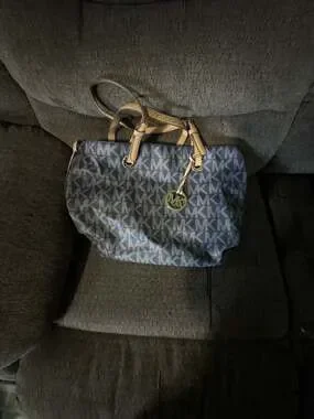 Michael Kors | Bags | Michael Kors Signature Logo Monogram Canvas Tote ...